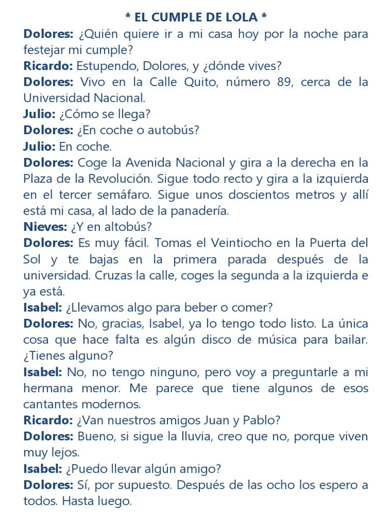 El Cumple de Lola | PDF