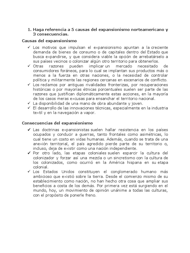 Expansionismo Norteamericano y 3 Consecuencias | PDF | Los Estados ...