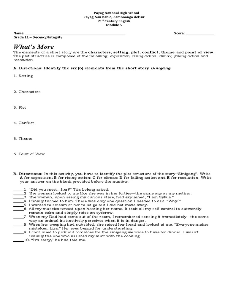 21st Module 5 Sinigang | PDF | Plot (Narrative) | Psychology