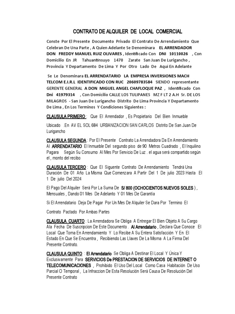 CONTRATO DE Miguel Angel Chafloque | PDF | Jurisdicción | Justicia