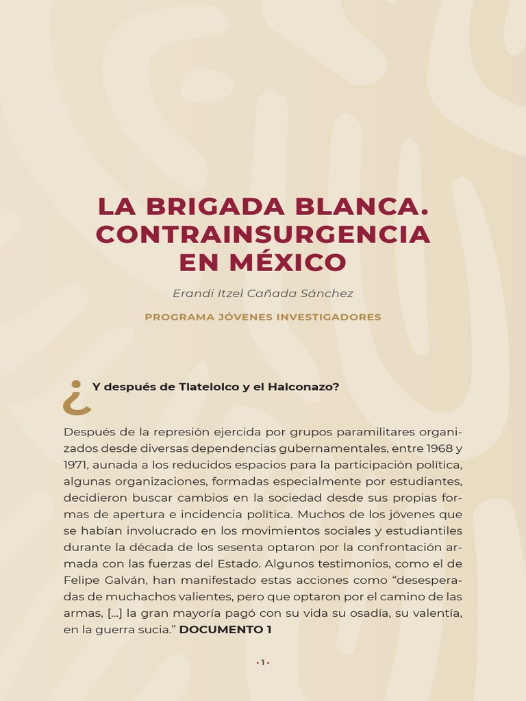La Brigada Blanca. Contrainsurgencia en México: Erandi Itzel Cañada ...