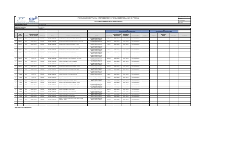 Programacion de Pruebas e Inspecciones - NPI 0001 | PDF | Fundación ...