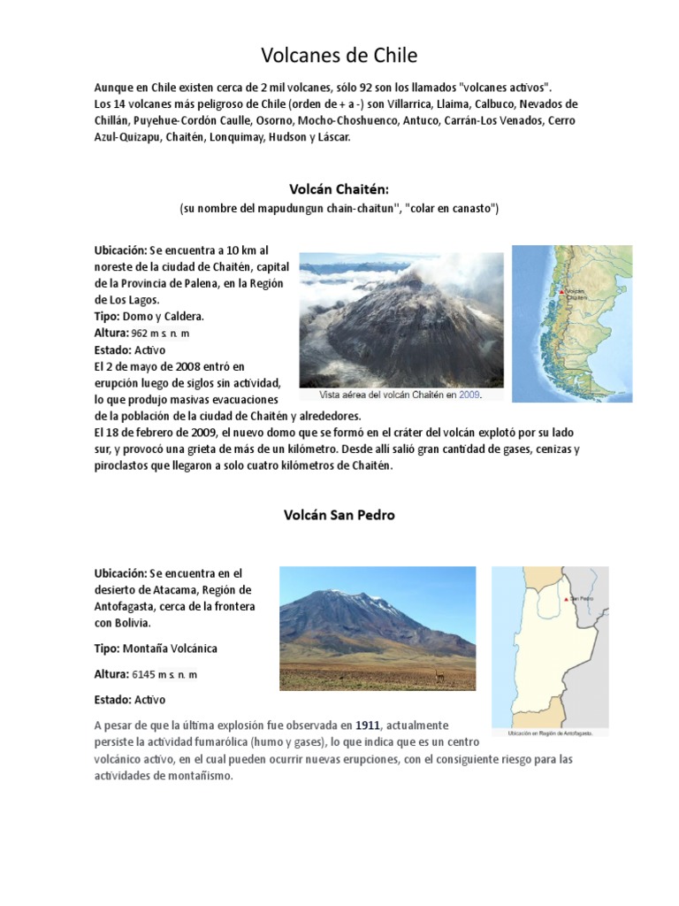 Volcanes de Chile | PDF | Volcán | Peligros Naturales