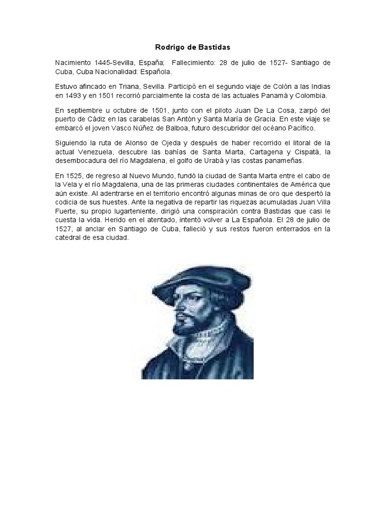 Biografía de Rodrigo de Bastidas | PDF | Colonización española de las ...