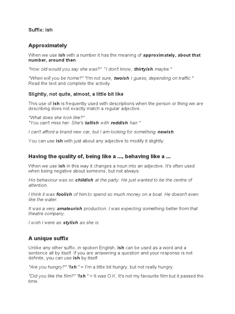 Use of ISH in English | PDF