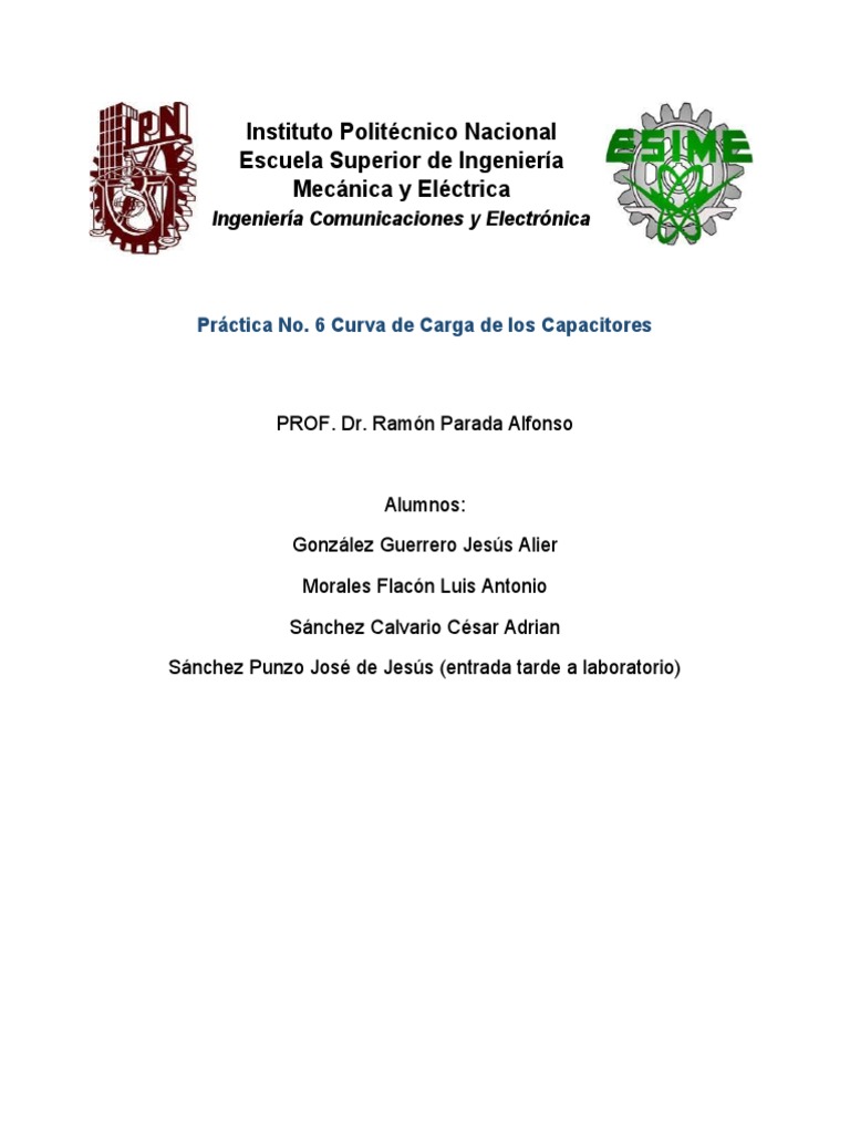 Practica 6 Curva de Carga de Los Capacitores | Descargar gratis PDF ...