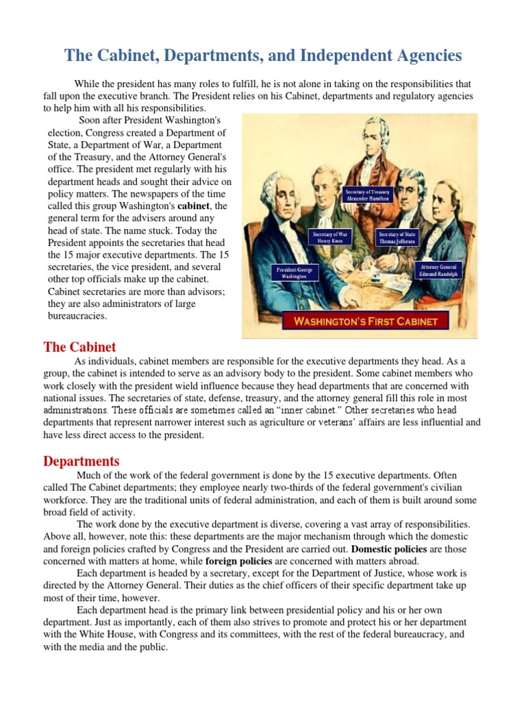 Presidential Cabinet and Dept Reading | Download Free PDF | American ...