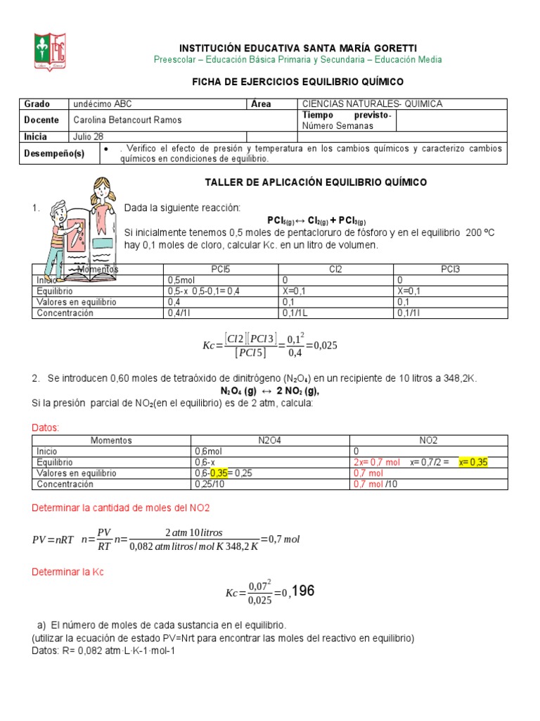 Ejercicios de Equilibrio Quã Mico | PDF | Equilibrio químico | Dioxido de nitrogeno
