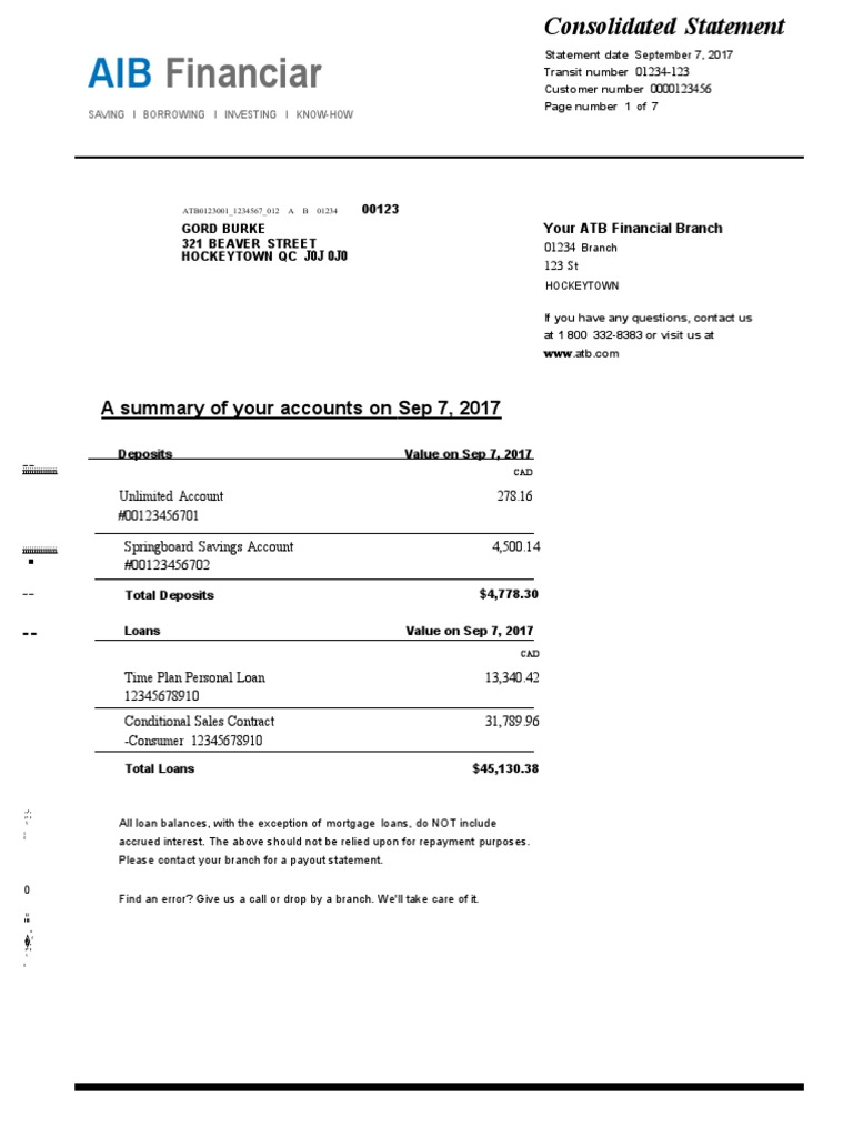 ATB Financial Statement Sample | PDF | Interest | Loans