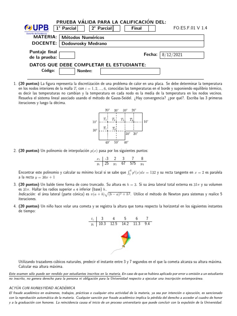 Met Num SP B | PDF | Análisis numérico | Análisis matemático