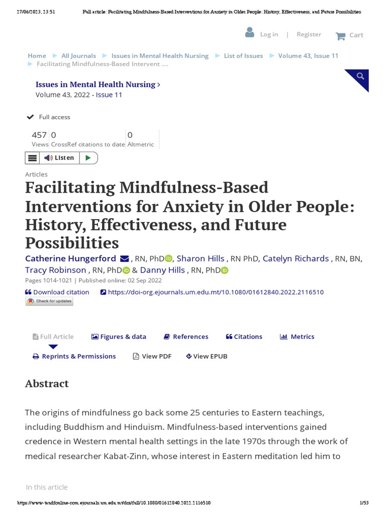 Full Article - Facilitating Mindfulness-Based Interventions For Anxiety in Older People ...