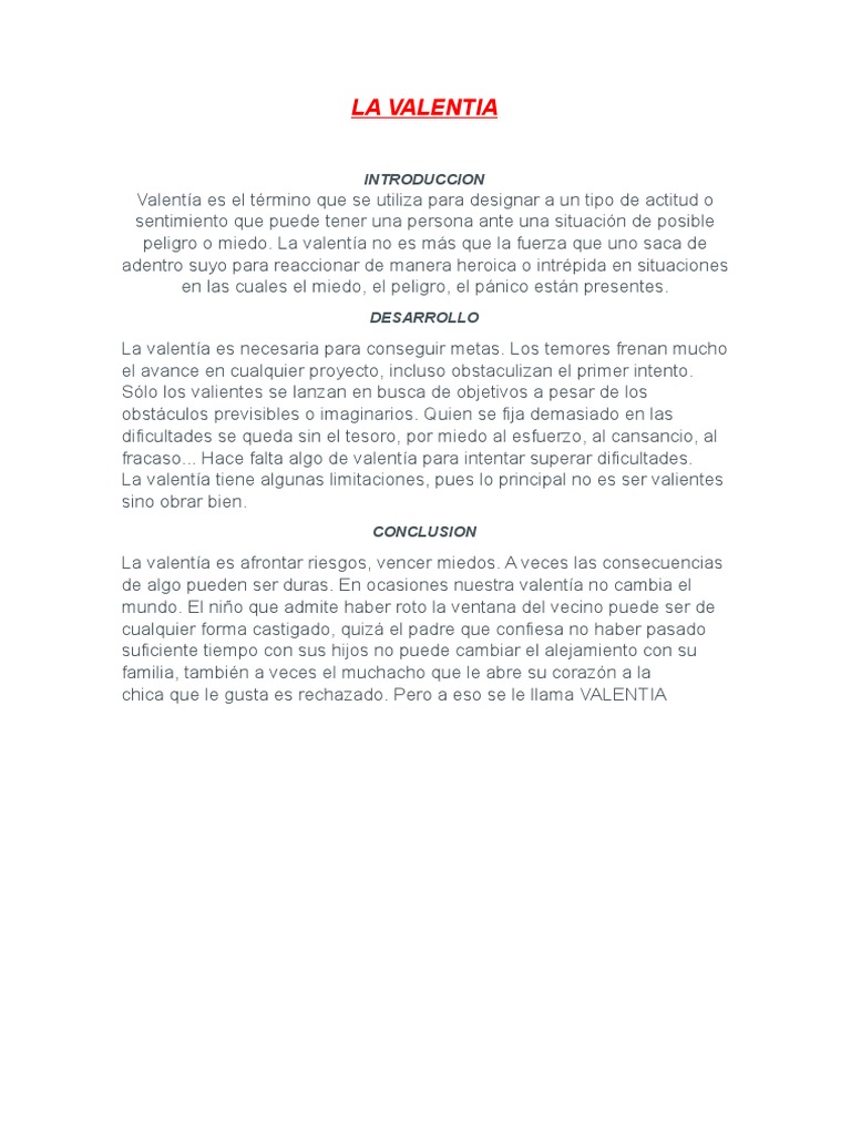 La Valentía: Coraje y Superación | PDF