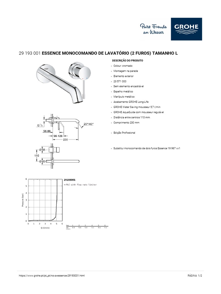 GROHE Specification Sheet 29193001 | PDF