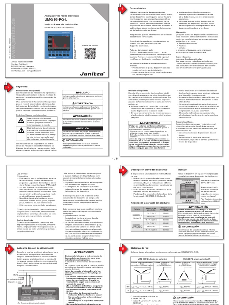 Instrucciones de Istalacion Janitza-Inst-Umg96pq-L-Es | PDF | Informática