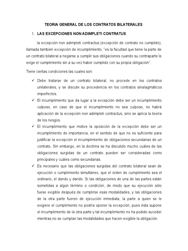 Teoria General de Los Contratos Bilaterales | PDF | Propiedad | Ley común