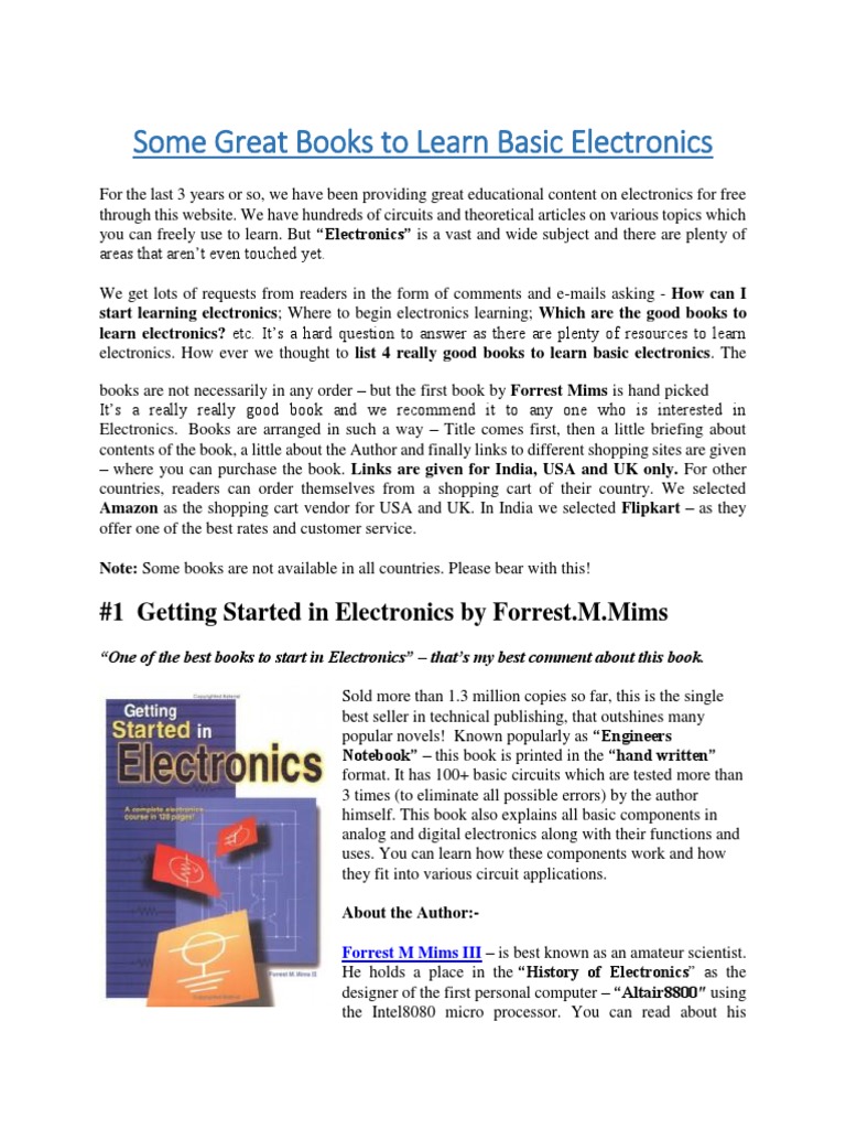 Some Great Books To Learn Basic Electronics | PDF | Electronics | Theory