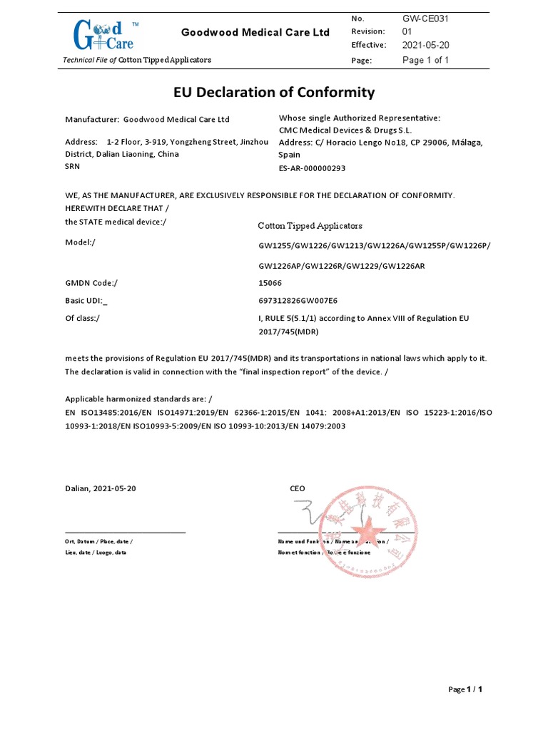 25 108 00 MDR DoC - 2021 | PDF | Regulation
