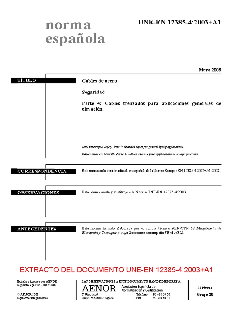 (Ex) Une en - 12385 4 2003+a1 2008 | PDF | Acero