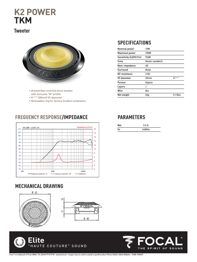 Tweeter TKM-technical Sheet | PDF | Electromagnetism | Electronics