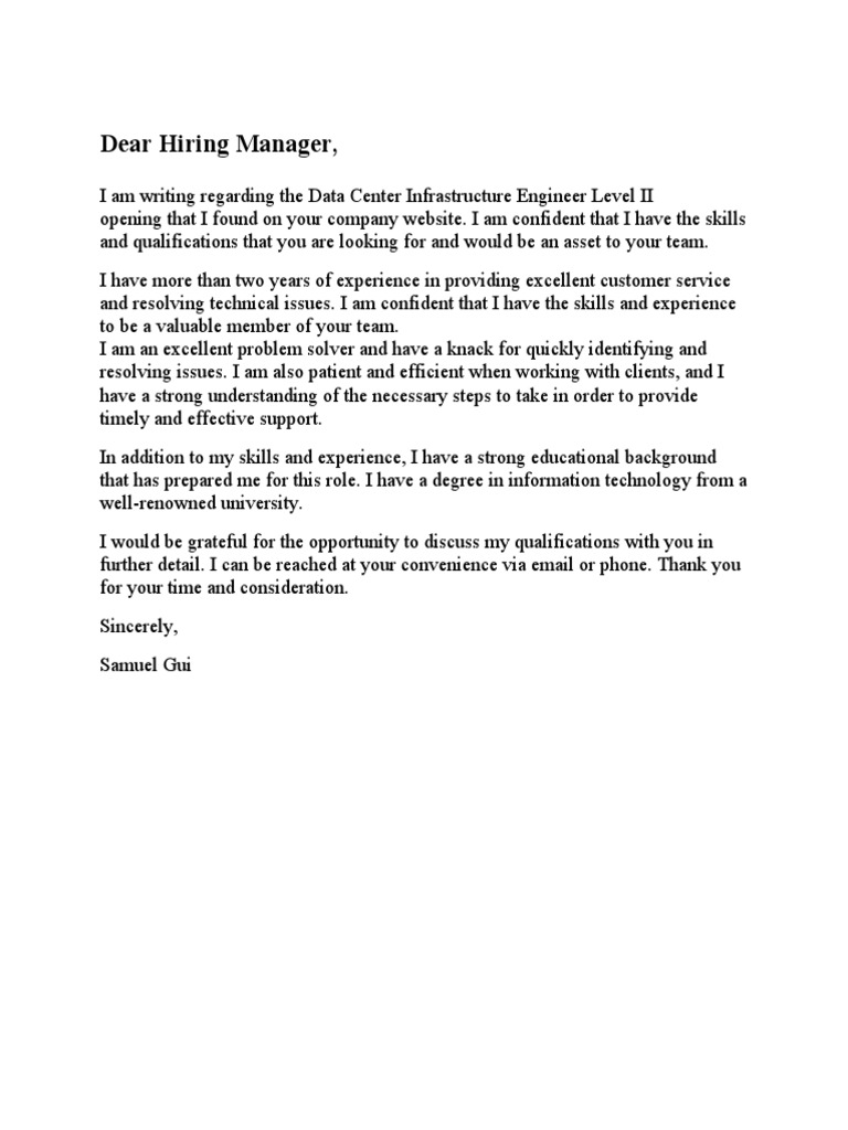 Cover Letter - Samuel Gui | PDF