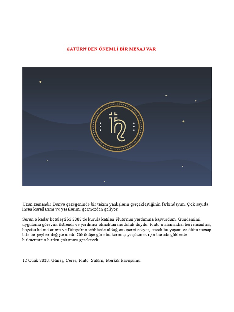 Satürnden Önemli Bi Mesaj | PDF
