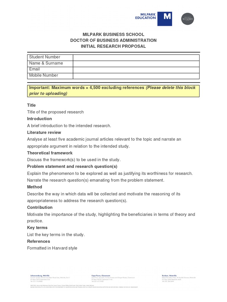 Dba Proposal-Template 2021 | PDF | Career & Growth