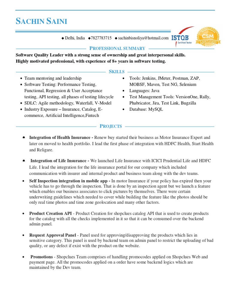 Resume Qa Profile 1 Pdf Quality Assurance Software Testing