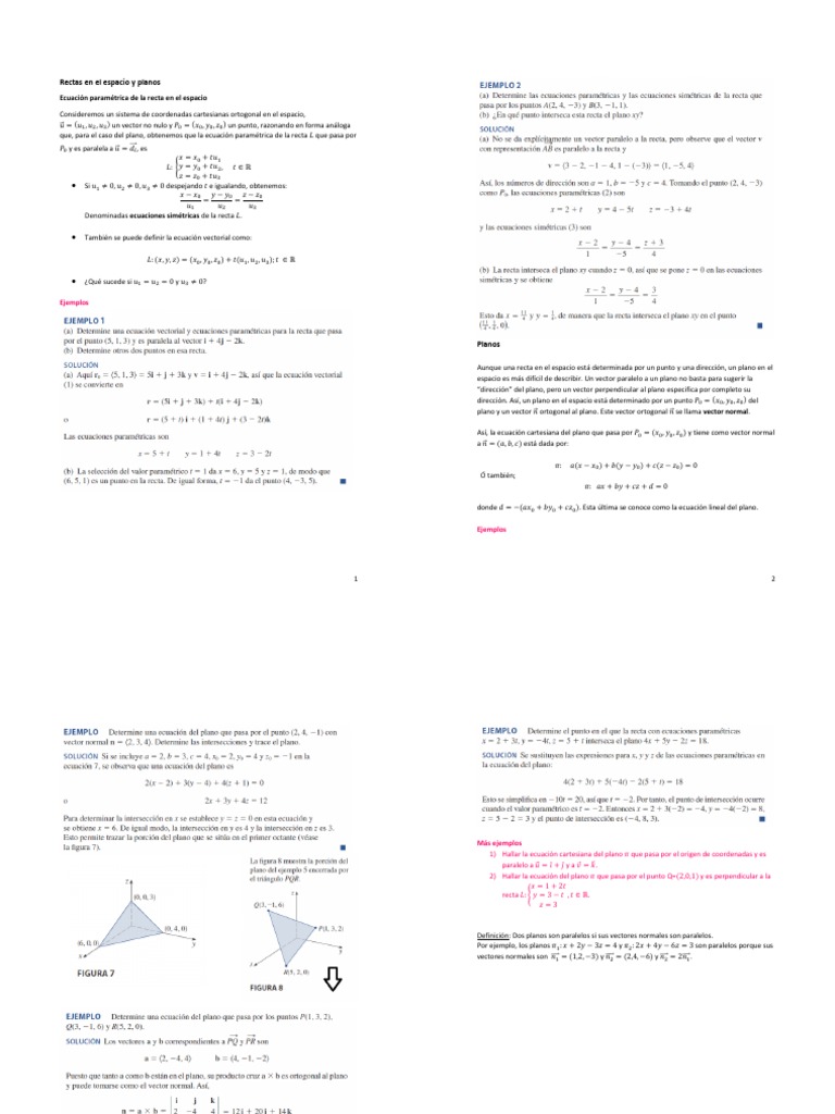 Teoría Rectas en El Espacio y Planos | PDF | Geometria plana) | Vector Euclidiano