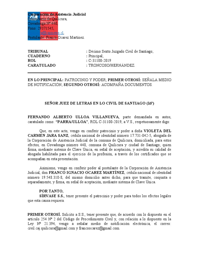 Escrito "Patrocinio y Poder" | PDF