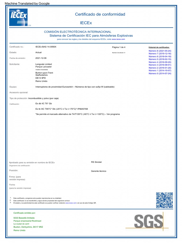 IECEx BAS 14.0056X 009 | PDF | Tornillo | Materiales