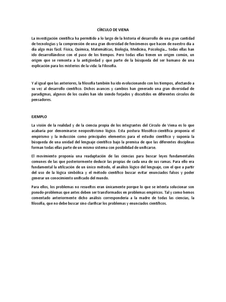 Círculo De Viena Pdf Karl Popper Método Científico