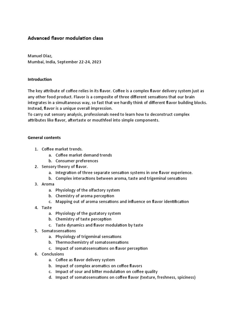 Advanced Flavor Modulation Class | PDF | Taste | Senses