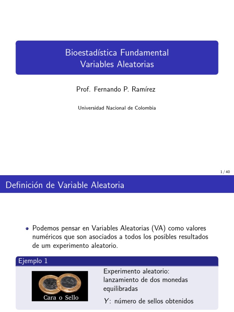 Variables Aleatorias Pdf Variable Aleatoria Valor Esperado