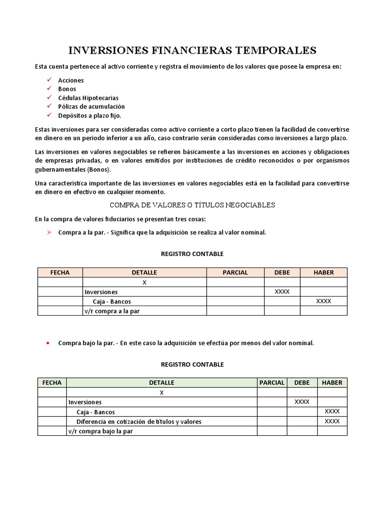 Inversiones Financieras Temporales | PDF | Contabilidad | Compartir (Finanzas)