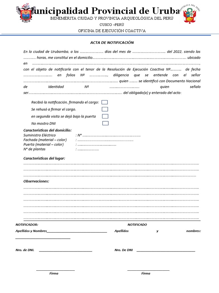 Acta de Notificación 2021 | PDF