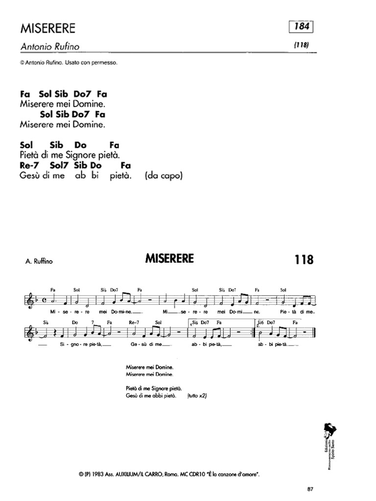 Miserere (Ruffino) Spartito | PDF