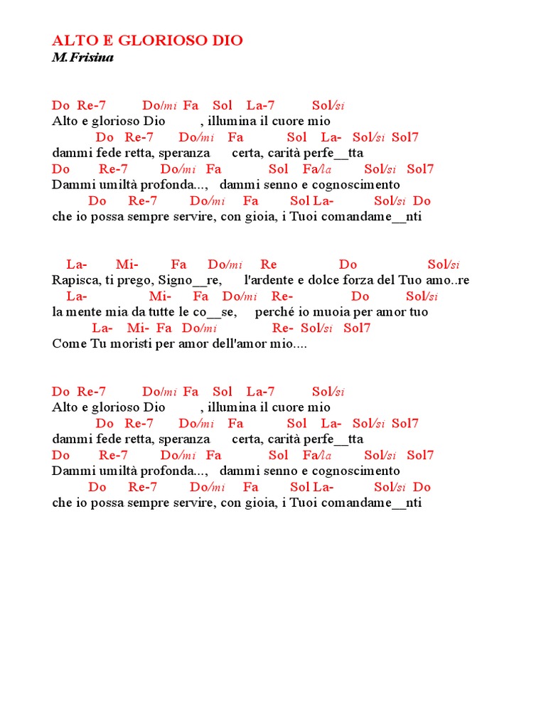 Alto e Glorioso Dio (Do) | PDF