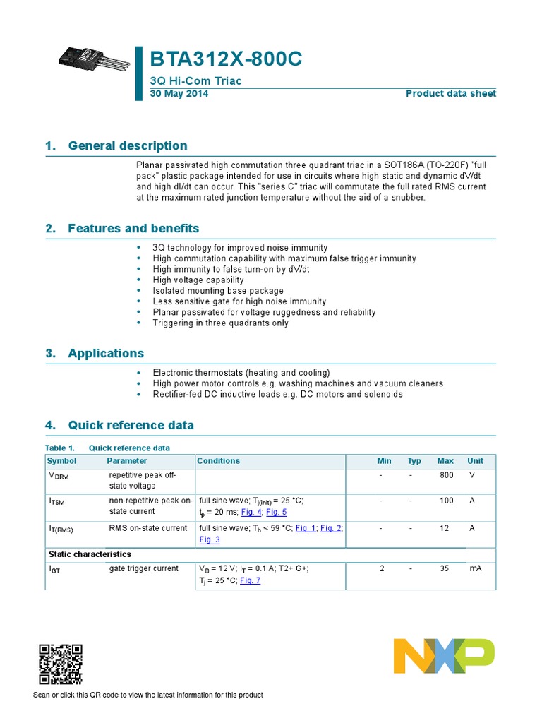 Bta312x 800C | PDF | Contractual Term | Electrical Engineering