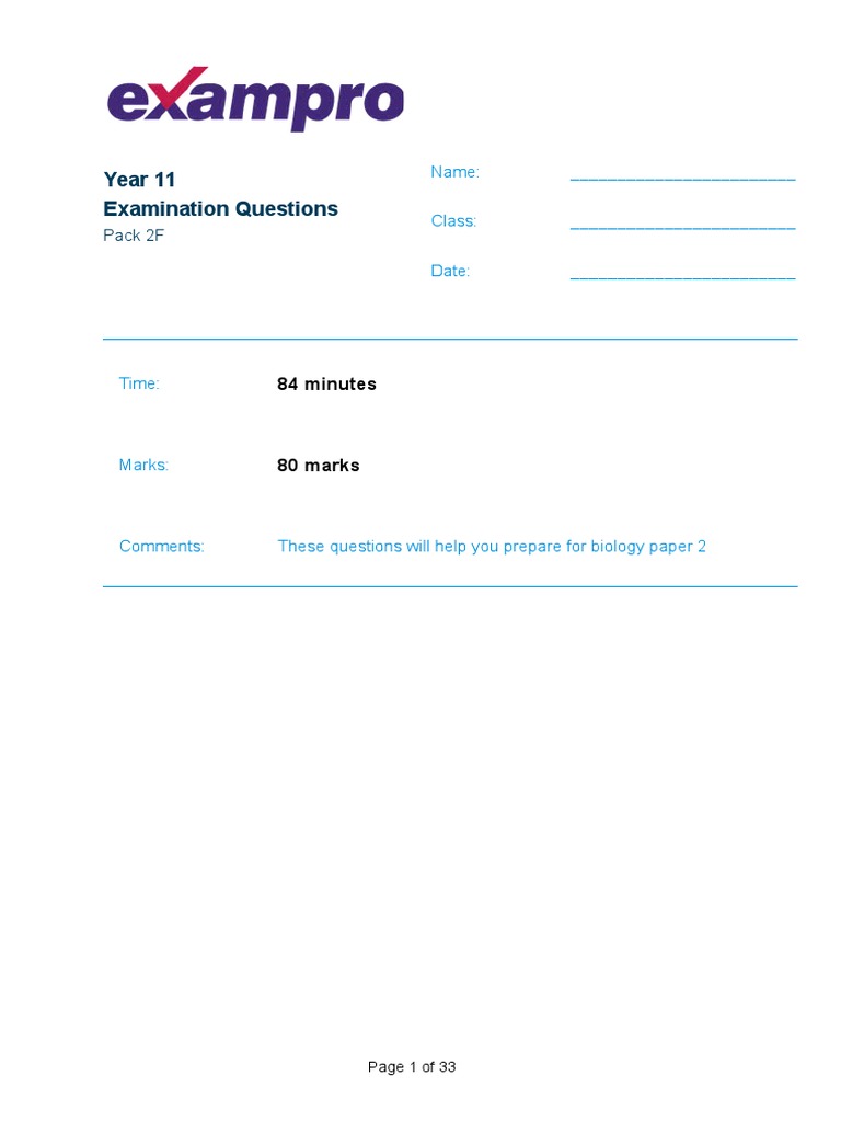 Examination Pack For Paper 2 (F) | PDF | Kidney Transplantation ...