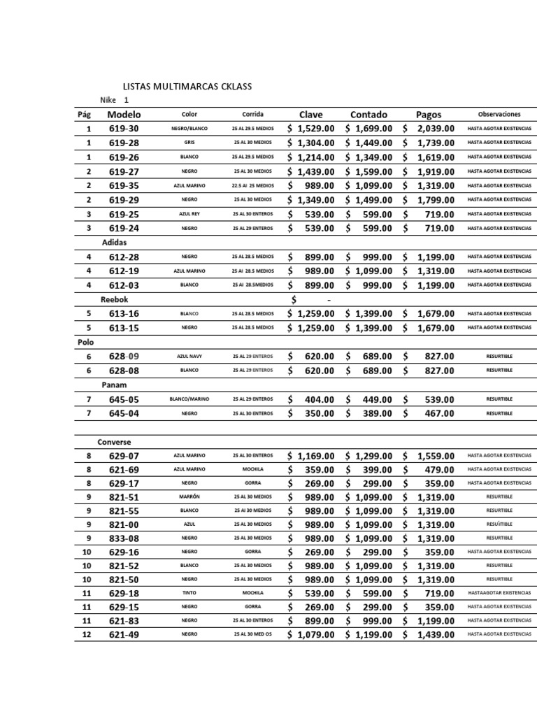 Lista de Precios CKLASS y Marcas | PDF | Percepción visual | Tecnicas artisticas