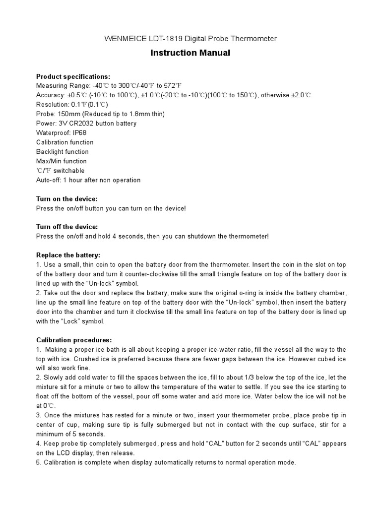 LDT-1819 Instruction Manual | PDF | Cooking, Food & Wine | Technology & Engineering