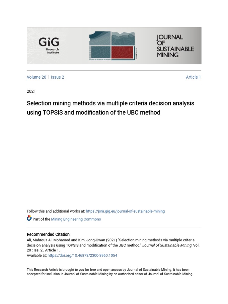Selection Mining Methods Via Multip | PDF | Mining