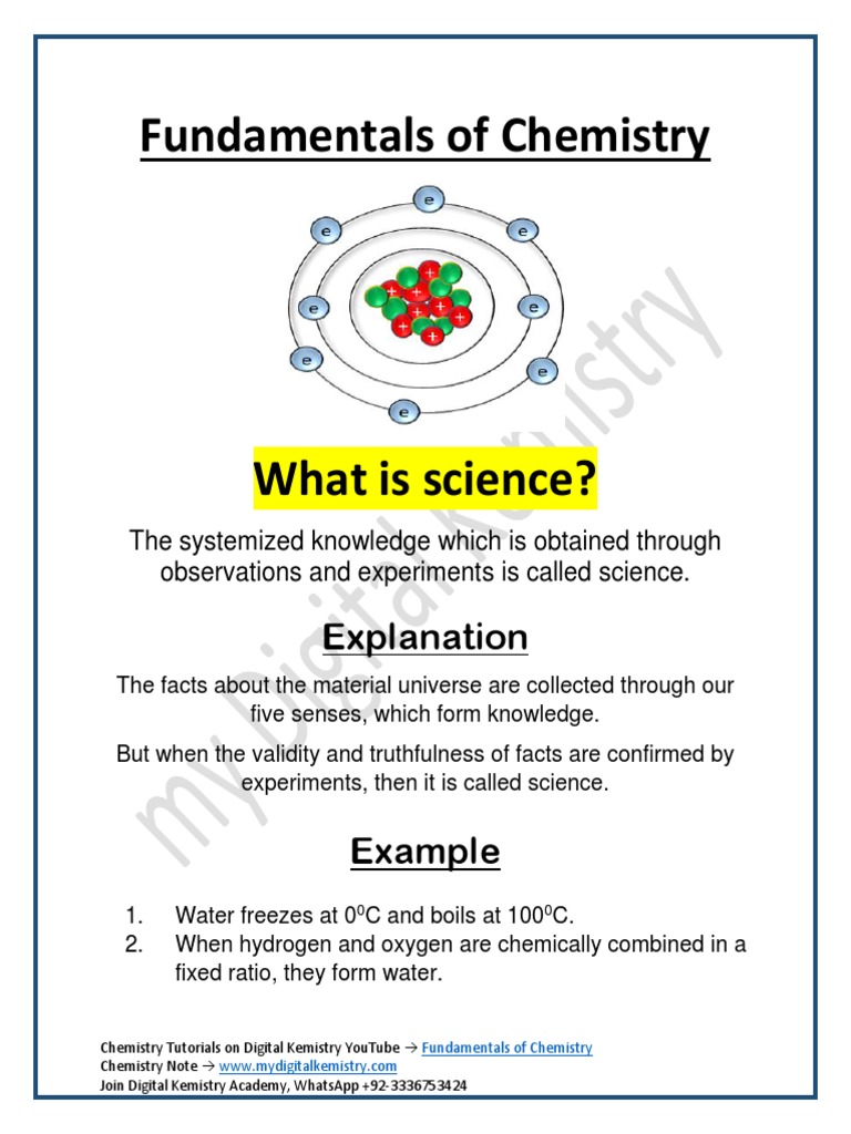 Fundamentals of Chemistry Notes | PDF | Ion | Mixture