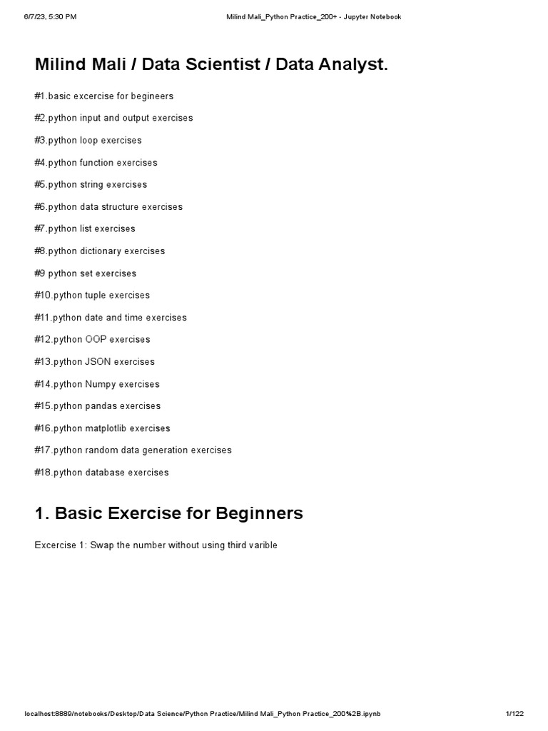 200 Python Practice Exercises 1687850509 Pdf Python Programming Language String 