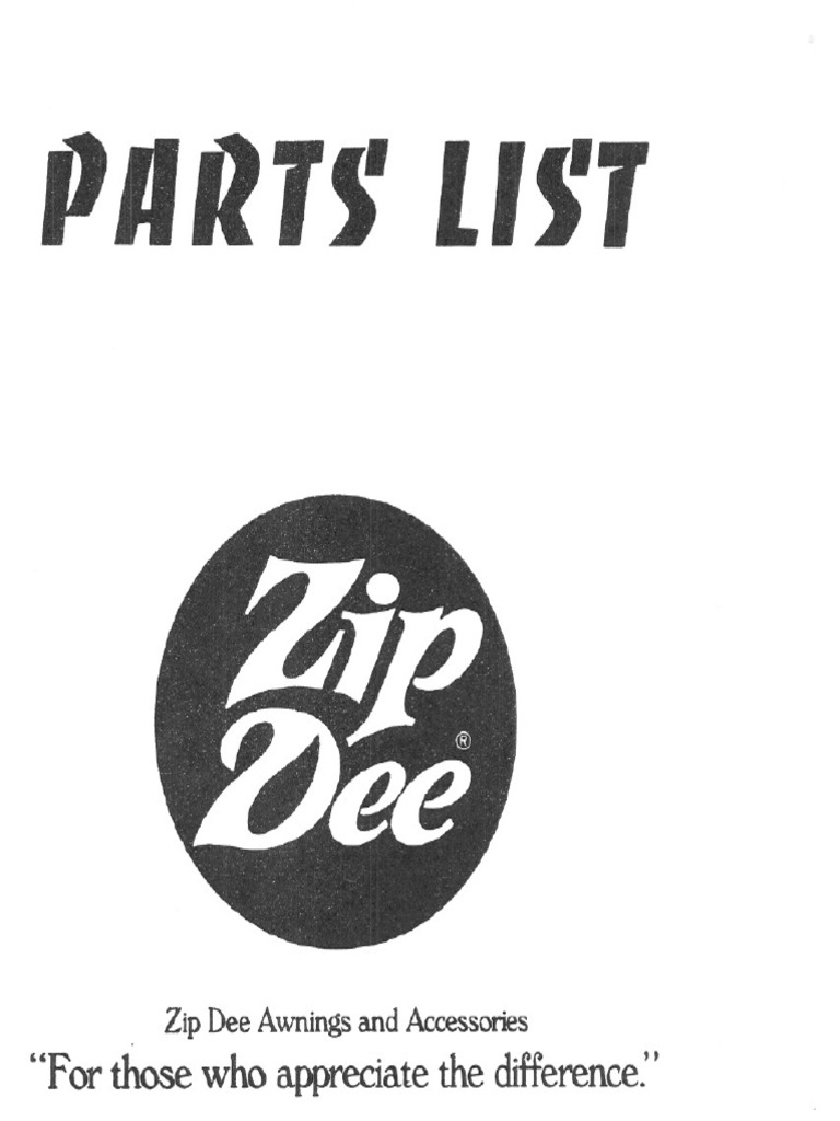 Zip Dee Awning Parts List | PDF