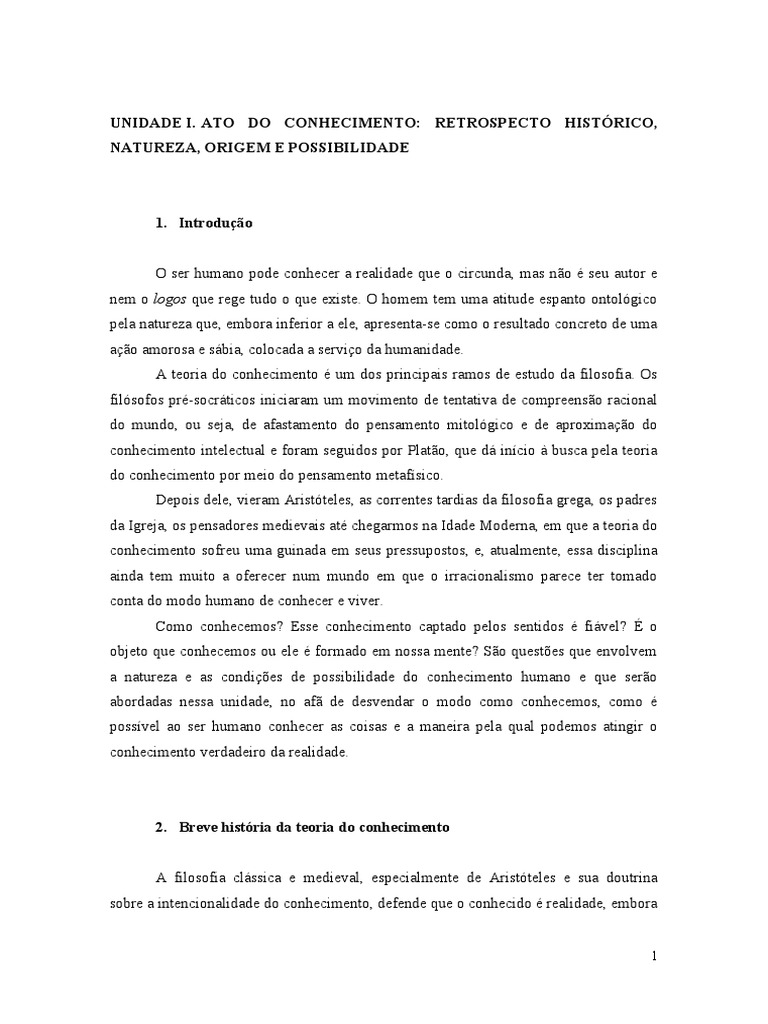 Faticismo e a Teoria do Conhecimento | PDF | Conhecimento | Pensamento
