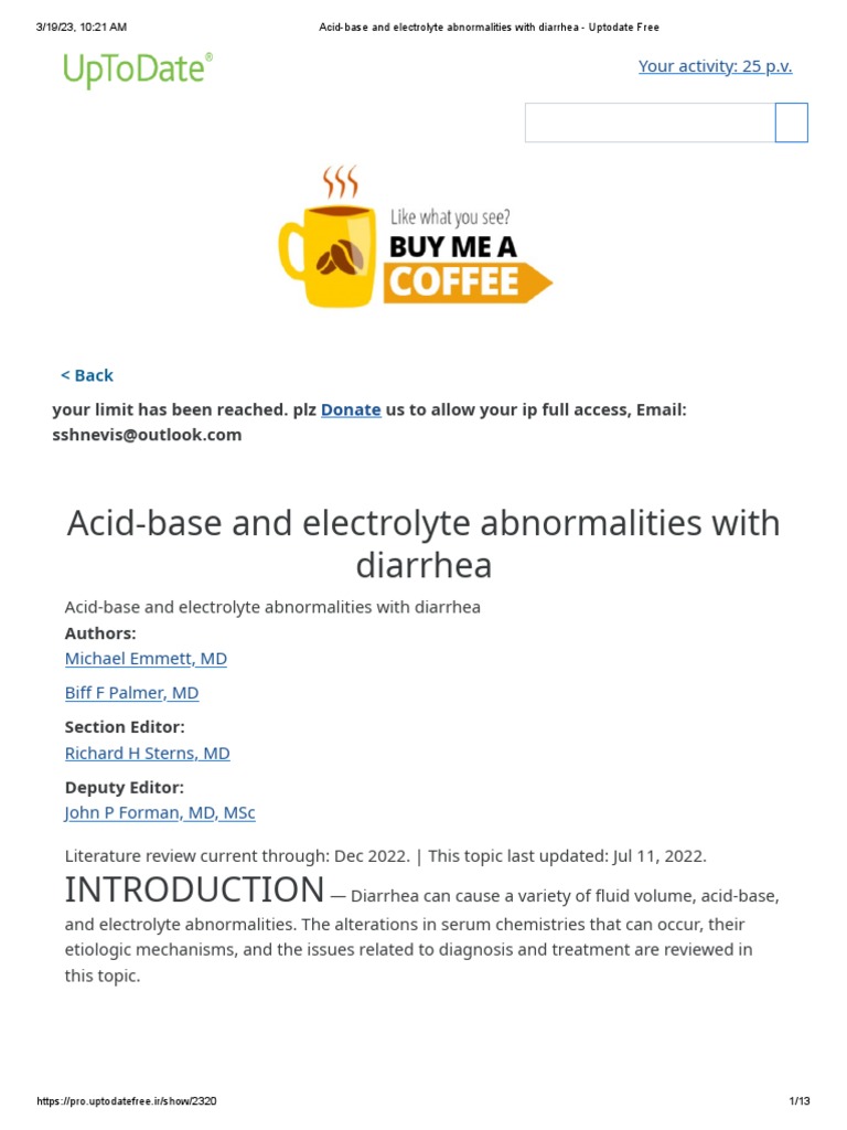 Acid-Base and Electrolyte Abnormalities With Diarrhea - Uptodate Free ...