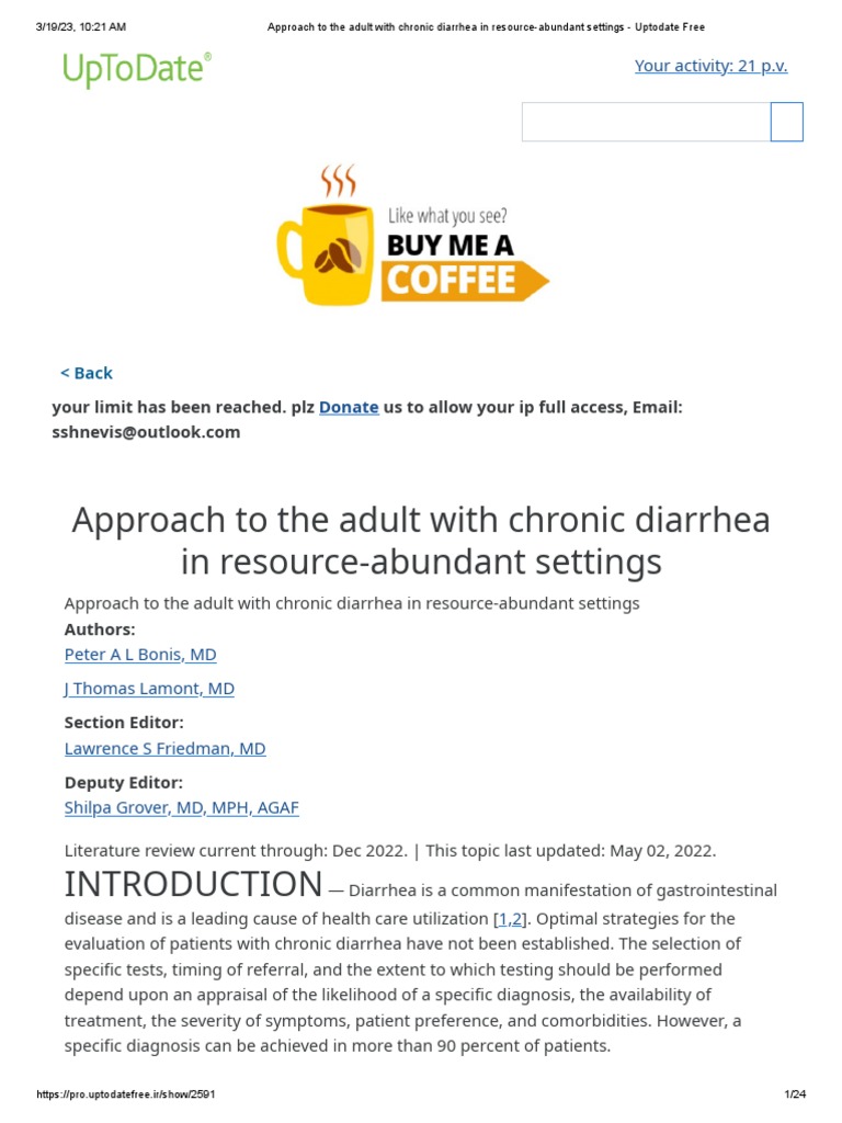 Approach To The Adult With Chronic Diarrhea in Resource-Abundant Settings - Uptodate Free | PDF ...