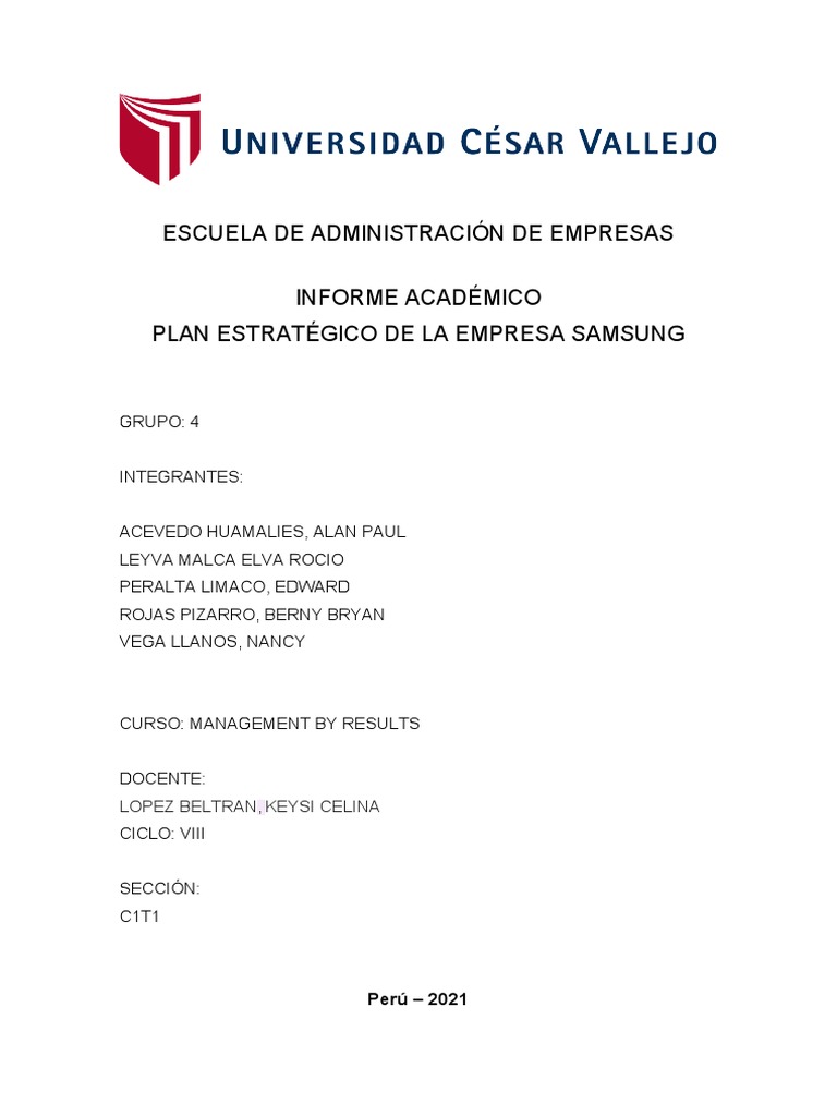 Plan de Estrategico Avance Grupo 4 | PDF | Planificación estratégica ...
