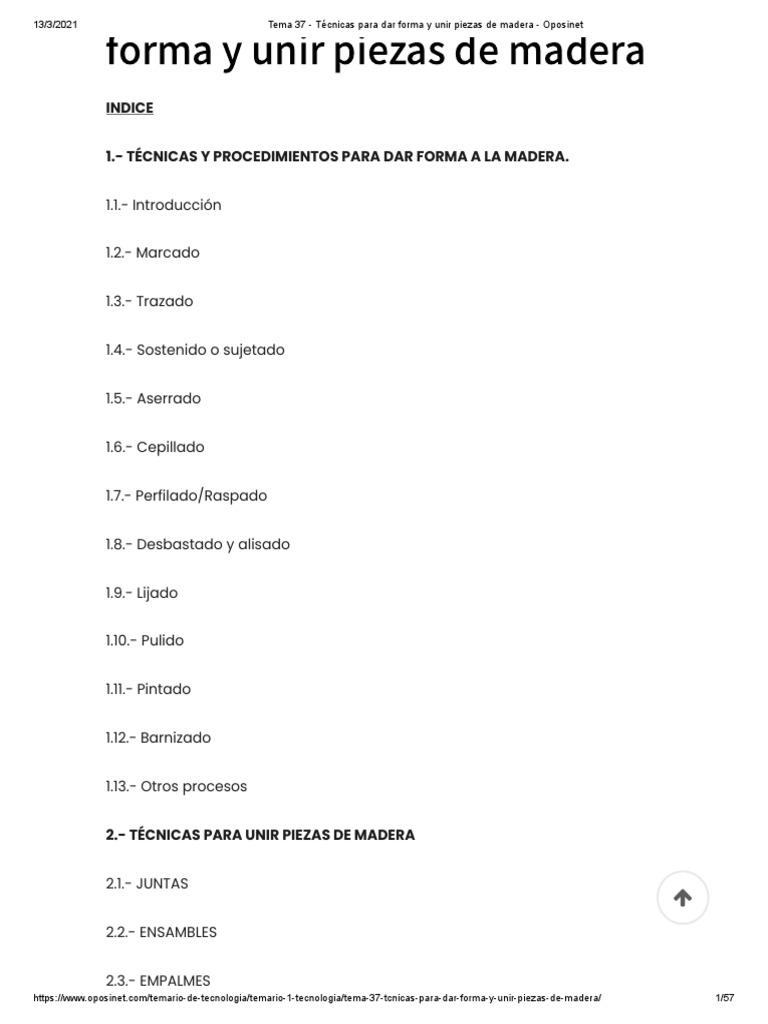 Tema 37 - Técnicas para Dar Forma y Unir Piezas de Madera - Oposinet ...